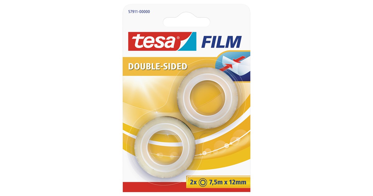 tesa 57911-00000 - tesafilm doppelseitig klebend, 7,5 m x 12 mm, 2er Pack