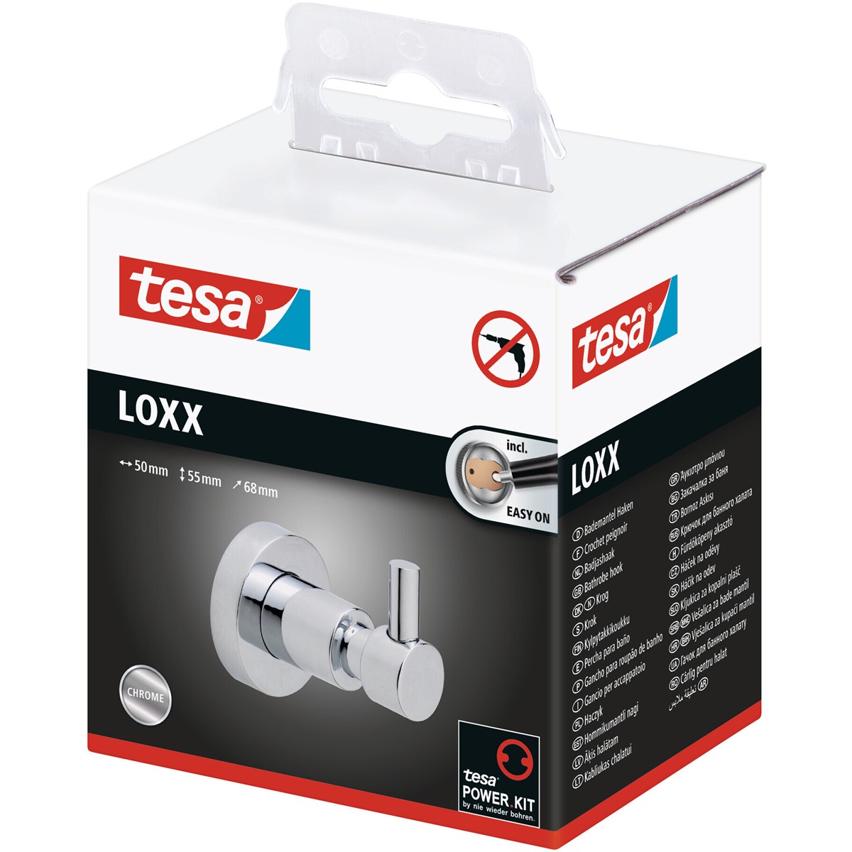 tesa 40277-00000 - LOXX Mantelhaken, verchromt, vielseitig verwendbar